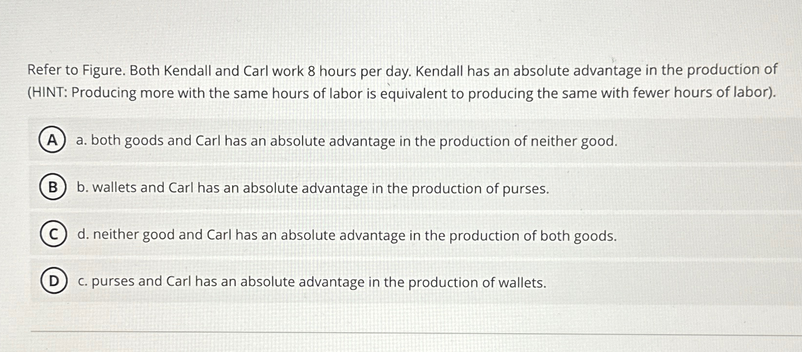 Solved Refer to Figure. Both Kendall and Carl work 8 ﻿hours | Chegg.com