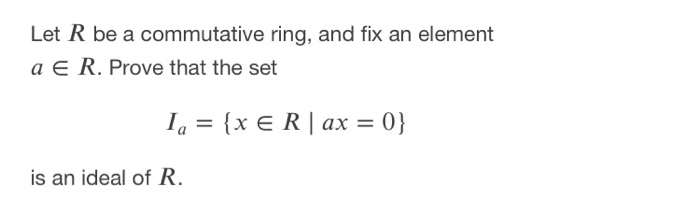 Solved Let R be a commutative ring, and fix an element a E | Chegg.com