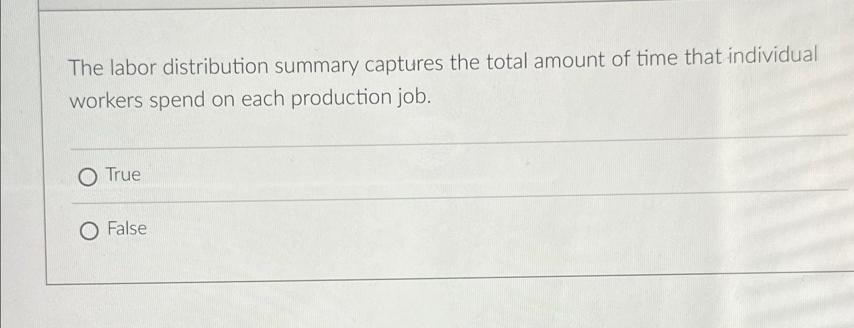 Solved The labor distribution summary captures the total | Chegg.com