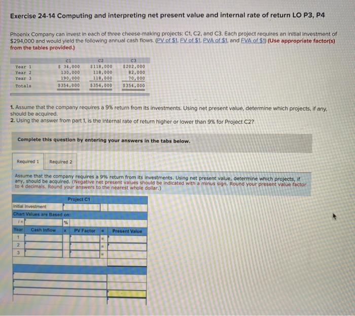 Solved Exercise 24-14 Computing and interpreting net present | Chegg.com