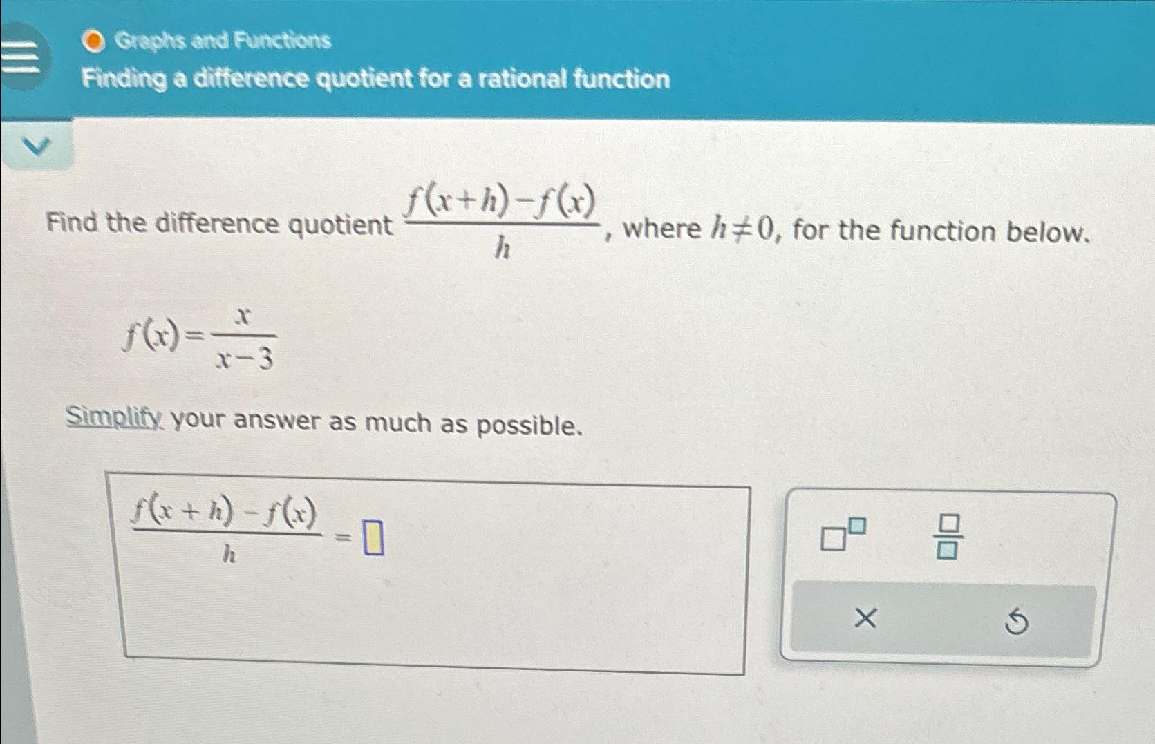Solved O Graphs And Functionsfinding A Difference Quotient 5904