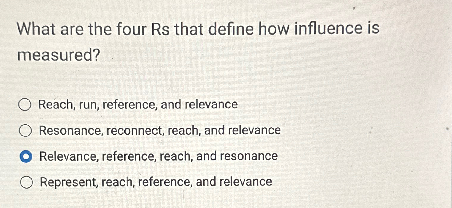 Solved What are the four Rs that define how influence is | Chegg.com