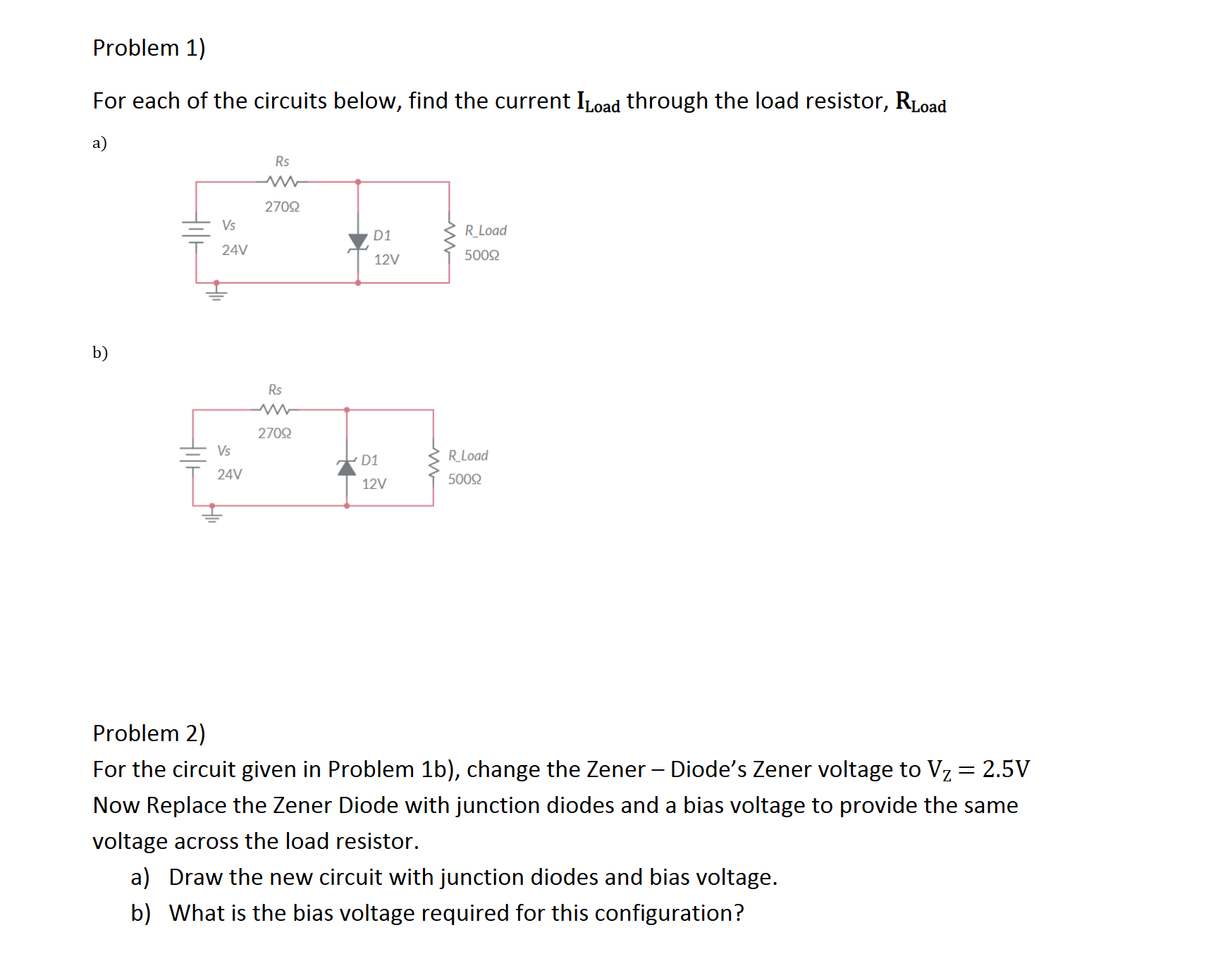 Solved Problem 2) ﻿For the circuit given in Problem 1b), | Chegg.com