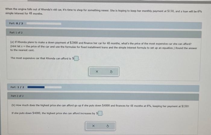 Solved When the engine falls out of Rhonda's old car, it's | Chegg.com