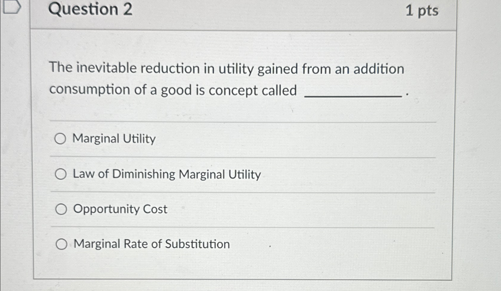 Solved Question 21ptsThe inevitable reduction in utility | Chegg.com