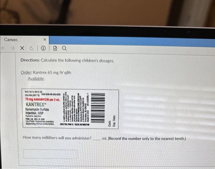 Solved Directions: Calculate the following children's | Chegg.com
