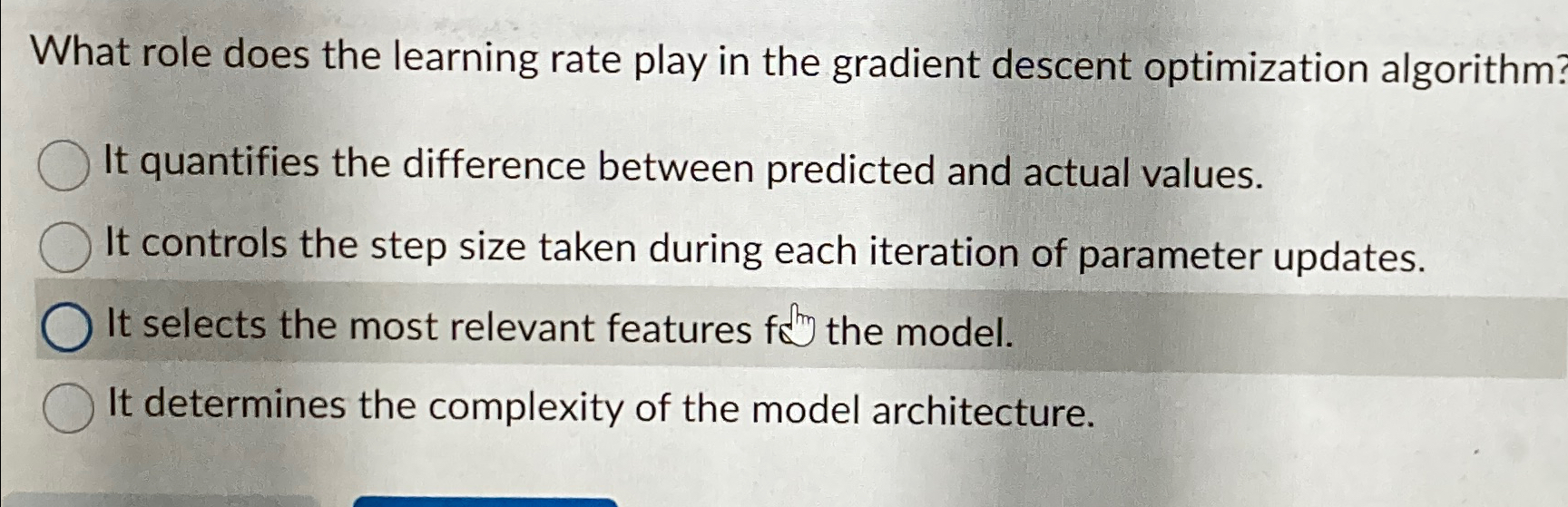Solved What role does the learning rate play in the gradient | Chegg.com