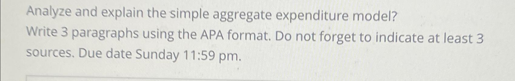 Solved Analyze and explain the simple aggregate expenditure | Chegg.com