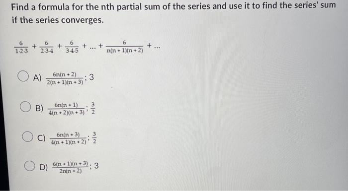 Solved Find a formula for the nth partial sum of the series | Chegg.com