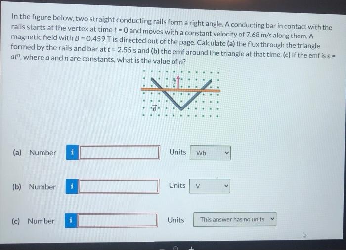 Solved In the figure below, two straight conducting rails | Chegg.com