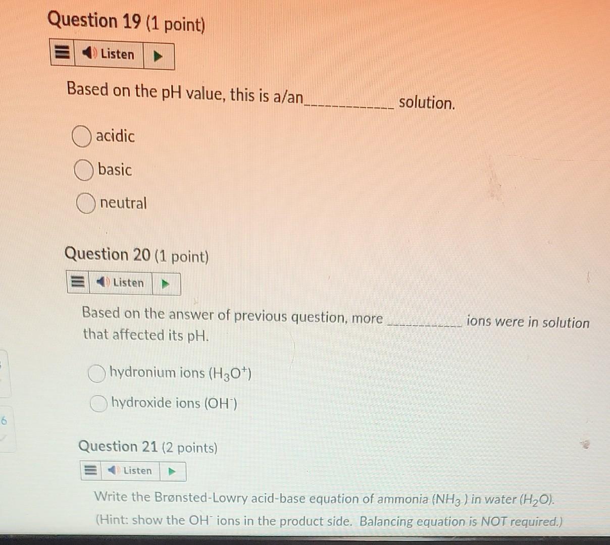 Sample 3 - Ammonia Solution (NH3) - Question 18 24 pH | Chegg.com