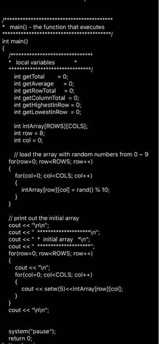 Solved Write A Program That Creates A Two Dimensional Array 8565