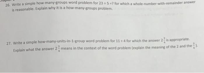 Solved 26. Write a simple how-many-groups word problem for | Chegg.com