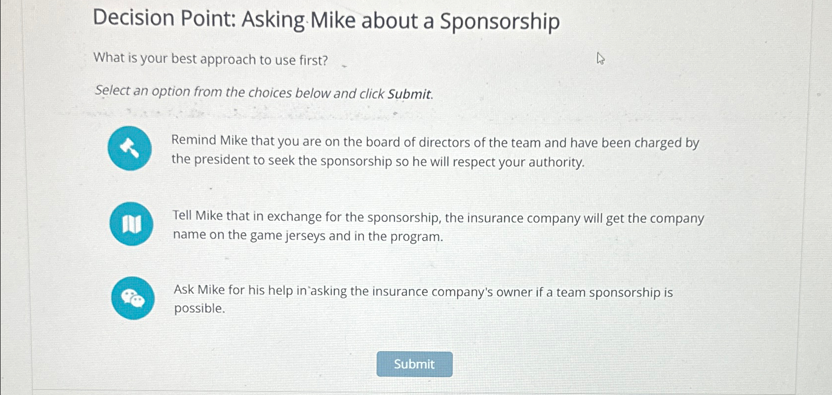 Solved Decision Point: Asking Mike about a SponsorshipWhat | Chegg.com