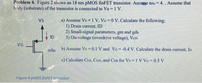 Solved Problem 4. Figure 2 shows an 18 nm PMOS finFET | Chegg.com