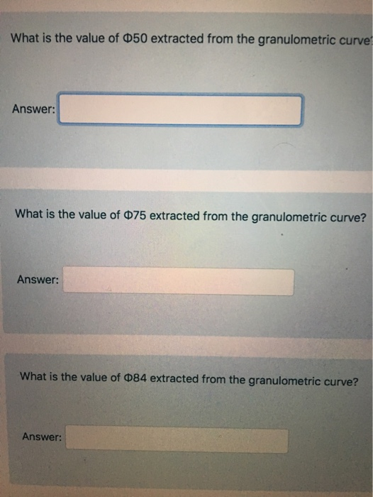 GRANULOMETRIC ANALYSIS Table 1 below shows the data | Chegg.com