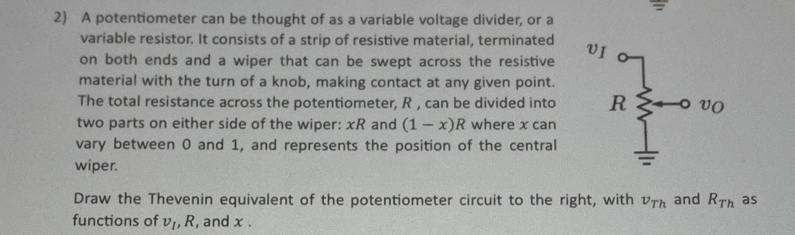 Solved A potentiometer can be thought of as a variable | Chegg.com