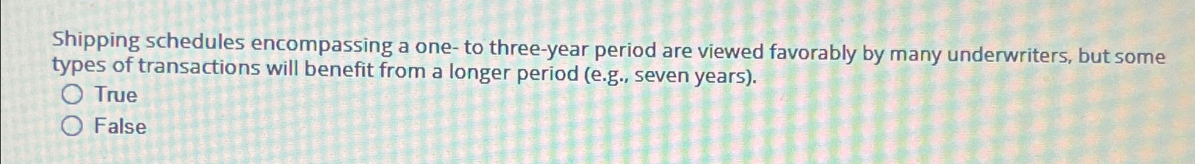 Solved Shipping schedules encompassing a one- ﻿to three-year | Chegg.com