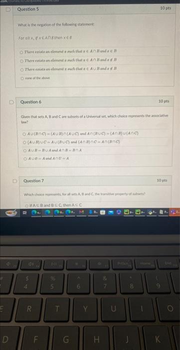 Solved Whech choices represents for ay yets A and B the | Chegg.com