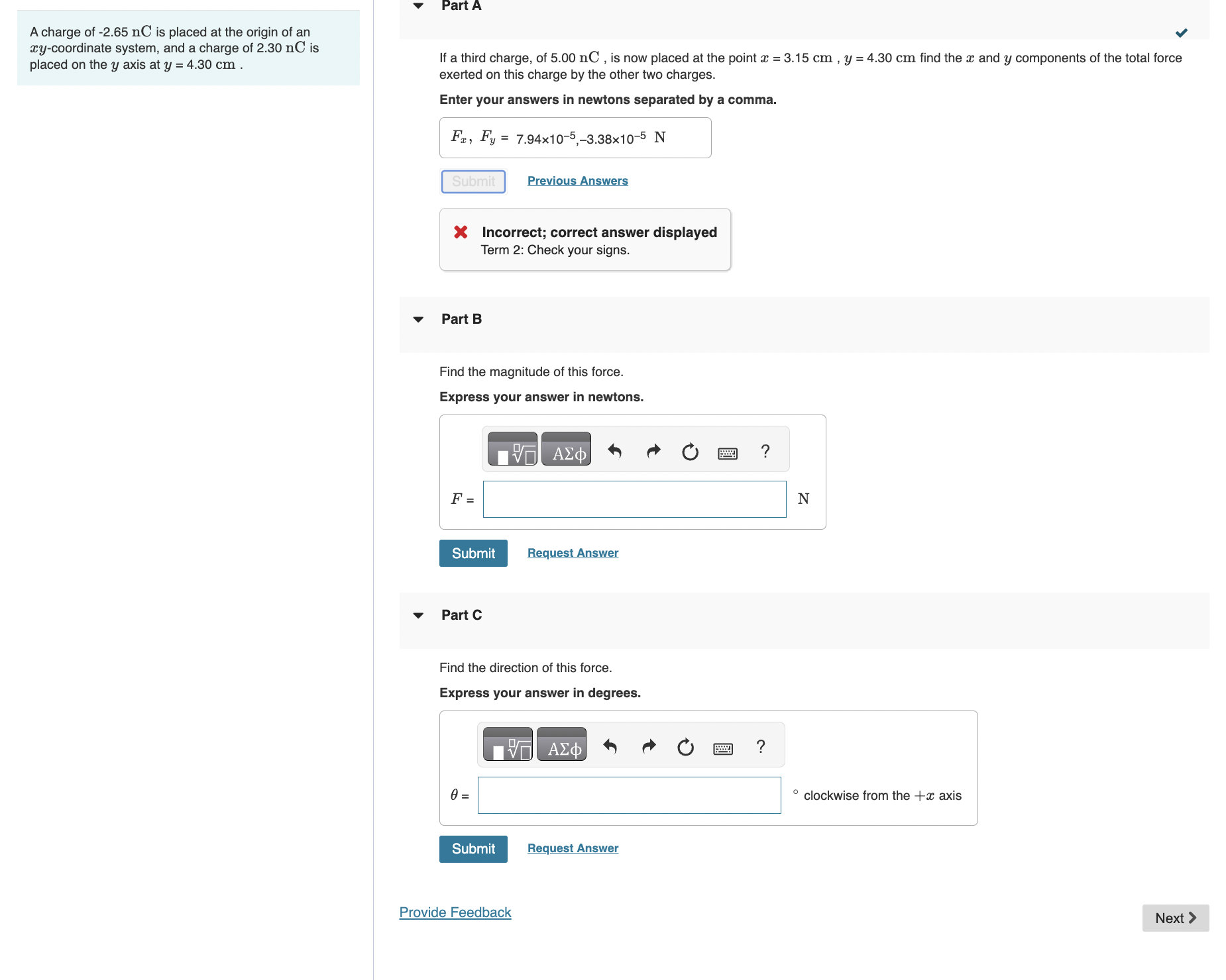 Solved A charge of -2.65 ﻿nC is placed at the origin of an | Chegg.com