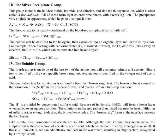 Solved EXPERIMENT 5 Qualitative Analysis of Anions Outcomes | Chegg.com