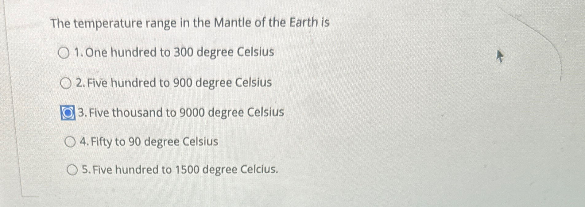 Solved The temperature range in the Mantle of the Earth | Chegg.com