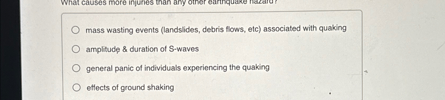 Solved mass wasting events (landslides, ﻿debris flows, etc) | Chegg.com