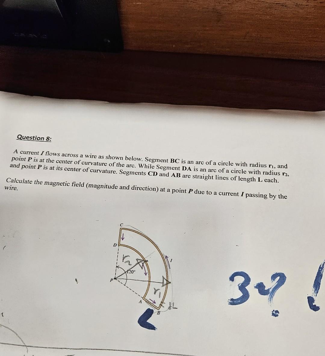 Solved A current I flows across a wire as shown below. | Chegg.com