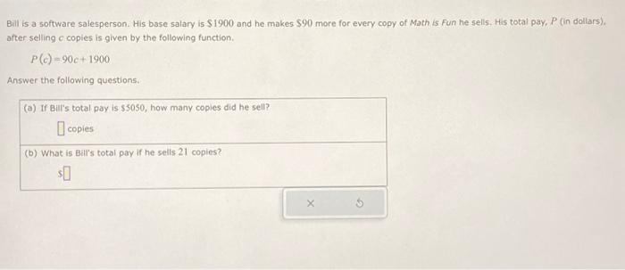 Solved Bill is a software salesperson. His base salary is | Chegg.com
