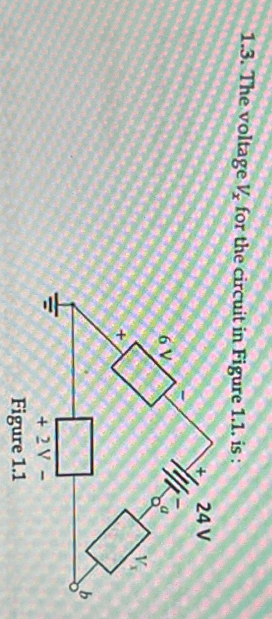 Solved 1.3. ﻿The voltage Vx ﻿for the circuit in Figure 1.1, | Chegg.com