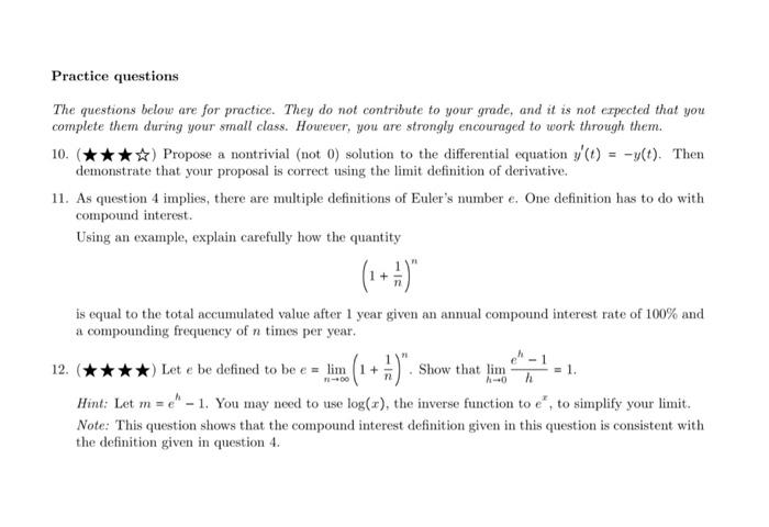 Solved Practice questions The questions below are for | Chegg.com