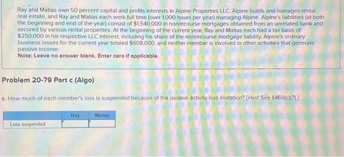 Solved Ray and Matias own 50 percent capital and profits | Chegg.com