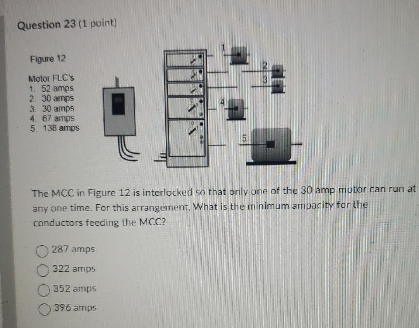 Solved Figure 12 Motor FLC's 1. 52 amps 2. 30 amps 3. 30 | Chegg.com