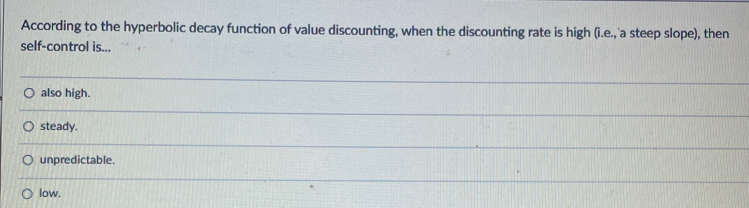 Solved According to the hyperbolic decay function of value | Chegg.com