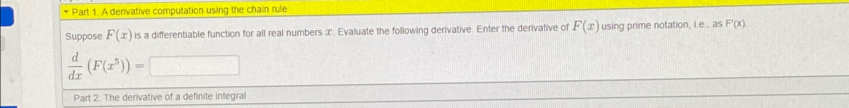 Solved Part 1. ﻿A derivative computation using the chain | Chegg.com