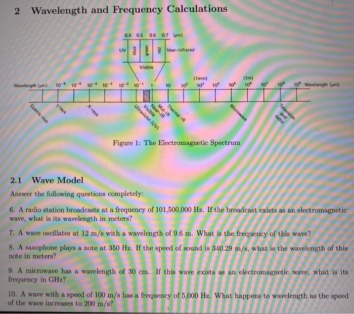 Solved sio 2 Wavelength and Frequency Calculations 0.4 0.5 | Chegg.com