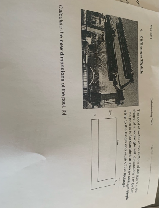 Solved MCF3M1 Culminating Task Name: 4. Cliffhanger/Riptide | Chegg.com
