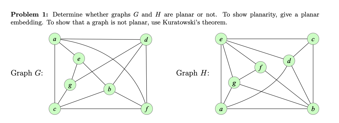 Solved Problem 1: Determine whether graphs \( ﻿G \) ﻿and \( | Chegg.com