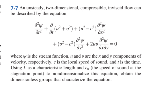 Solved 7.7 ﻿An unsteady, two-dimensional, compressible, | Chegg.com