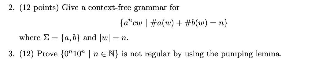 Solved 1. (12 ﻿points) ﻿Give a context-free grammar | Chegg.com