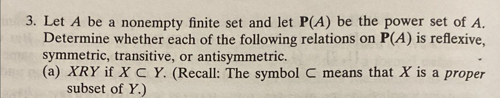 Solved Let A be a nonempty finite set and let P(A) be the | Chegg.com