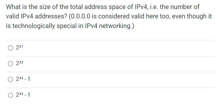 Solved What is the size of the total address space of IPv4, | Chegg.com