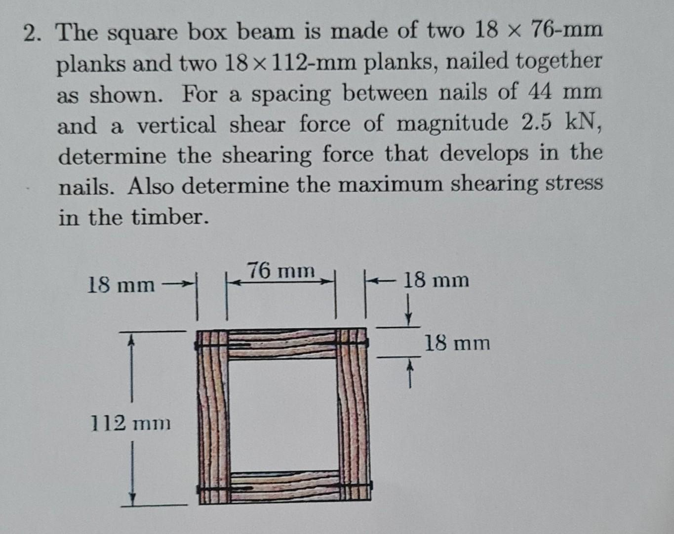 Solved 2. The square box beam is made of two 18 × 76-mm. | Chegg.com