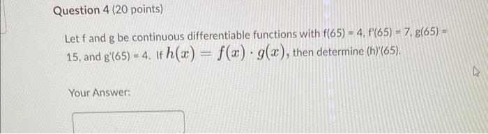 Solved Let f and g be continuous differentiable functions | Chegg.com