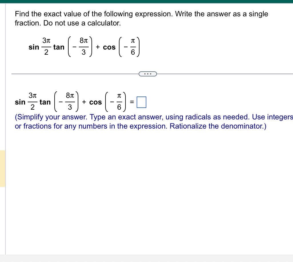 Solved Find the exact value of the following expression. | Chegg.com