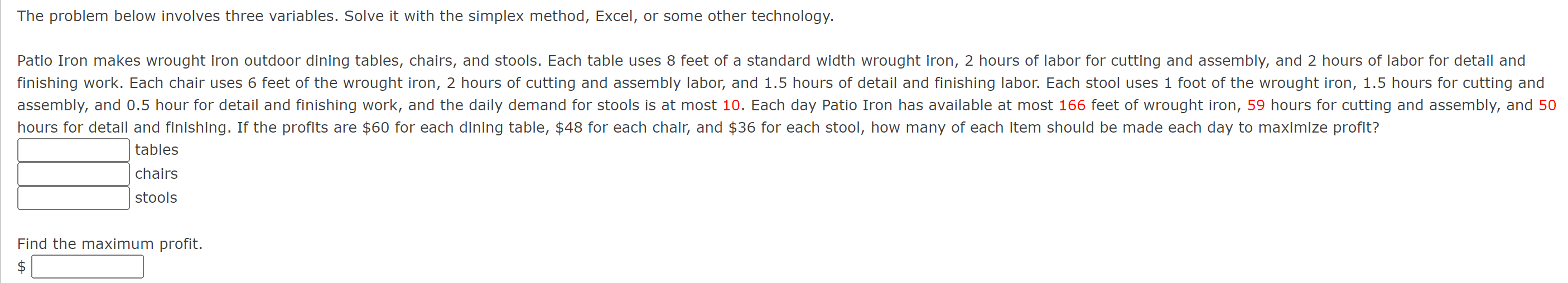 Solved The problem below involves three variables. Solve it | Chegg.com
