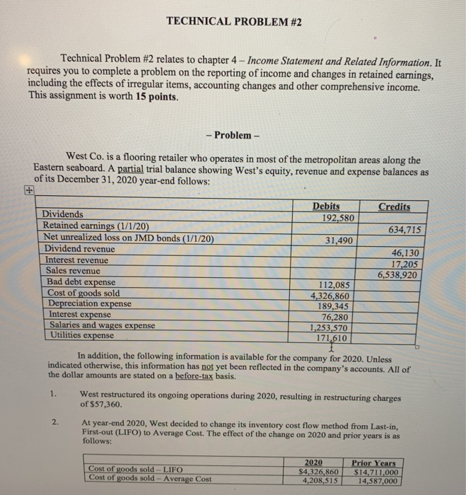 Solved TECHNICAL PROBLEM #2 Technical Problem #2 relates to | Chegg.com