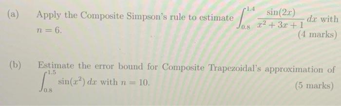 Solved (a) Apply the Composite Simpson's rule to estimate n | Chegg.com