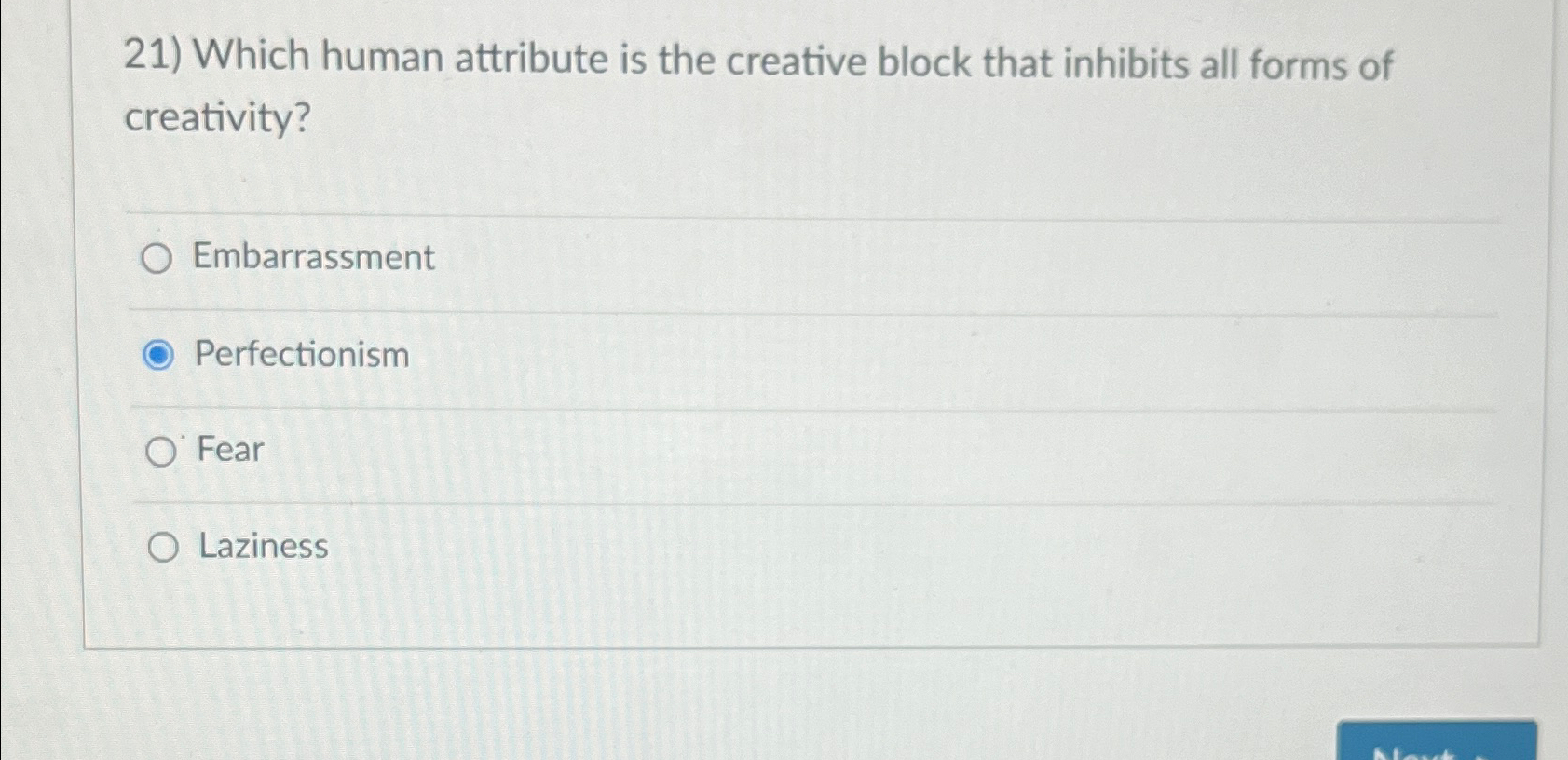 Solved Which human attribute is the creative block that | Chegg.com