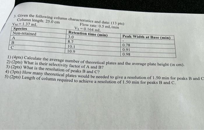 Solved 3. Given the following column Column length: 25.0 cm | Chegg.com